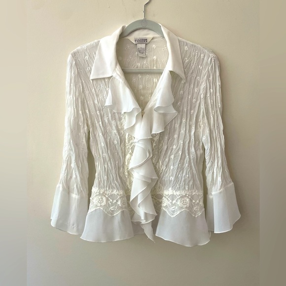 Allison Taylor | Tops | Allison Taylor Vintage White Sheer Embroidered ...